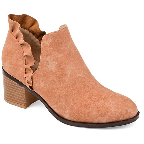 Journee Collection Womens Lennie Booties Stacked Heel Slip-on  8 Medium  Pink