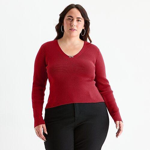 Click here for Bold Elements Plus Womens V Neck Long Sleeve Pullo... prices