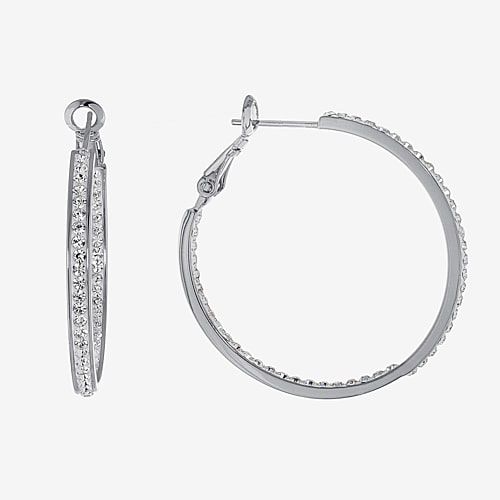 Click here for Sparkle Allure Womens Crystal 35mm Hoop Earrings... prices