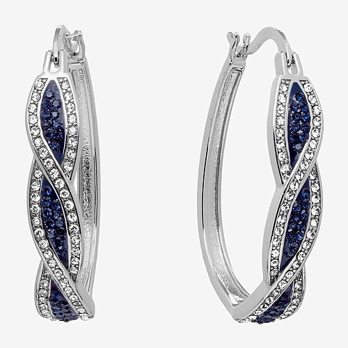 Click here for Sparkle Allure Womens Blue Crystal 35mm Hoop Earri... prices