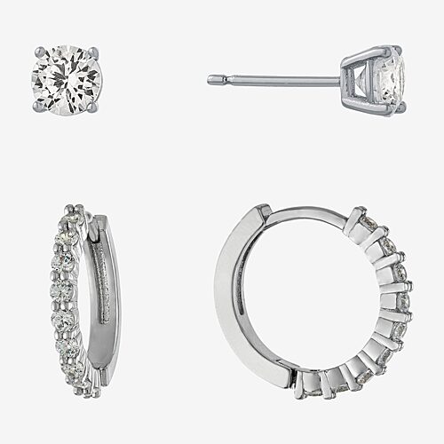 Click here for Sparkle Allure Stud & Huggie Hoop Womens Crystal 2... prices