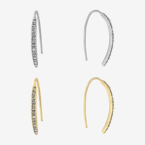 Click here for Sparkle Allure Threader Womens Crystal 2 Pair Earr... prices