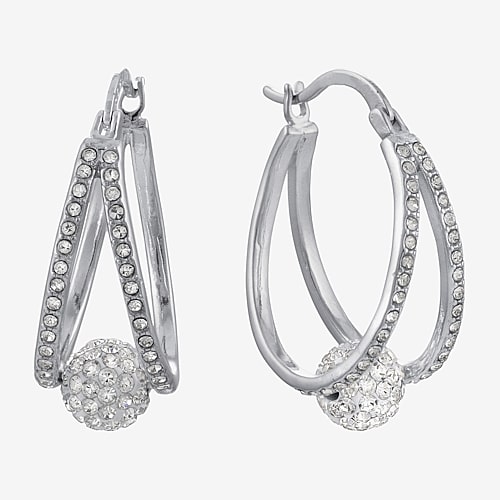Click here for Sparkle Allure Double Womens Crystal 29.2mm Hoop E... prices