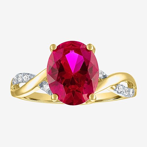 Click here for Womens Diamond Accent Lab Created Red Ruby 10K Gol... prices