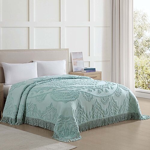 Beatrice Home Fashions Lotus Chenille Bedspread  One Size  Blue