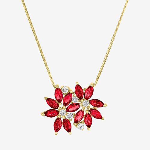 Click here for Womens Gemstone Sterling Silver Flower Pendant Nec... prices
