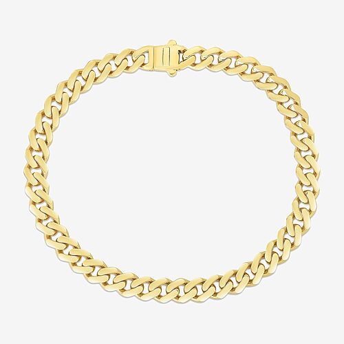 Click here for Mens 14K Gold 8 Inch Semisolid Cuban Chain Bracele... prices
