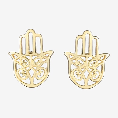 Click here for 14K Gold 8mm Hamsa Stud Earrings  One Size  Yellow prices