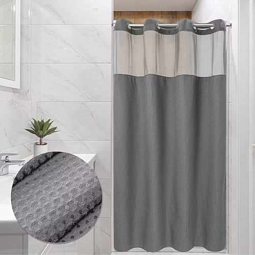 Click here for Awesome Home No Hook Waffle Snap-In Liner Shower C... prices