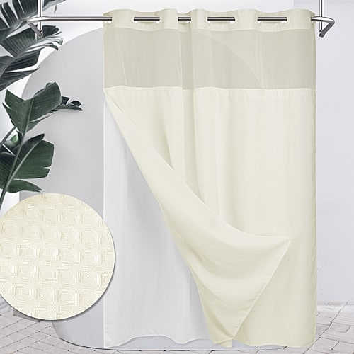 Click here for Awesome Home No Hook Waffle Snap-In Liner Shower C... prices
