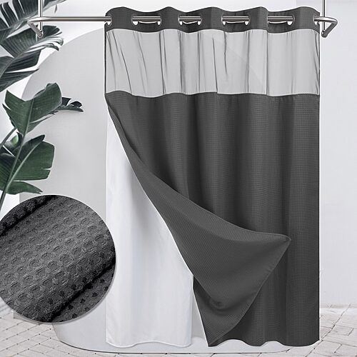 Click here for Awesome Home No Hook Waffle Snap-In Liner Shower C... prices