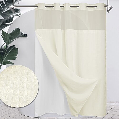 Click here for Awesome Home No Hook Waffle Snap-In Liner Shower C... prices