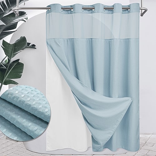 Click here for Awesome Home No Hook Waffle Snap-In Liner Shower C... prices