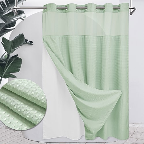 Click here for Awesome Home No Hook Waffle Snap-In Liner Shower C... prices