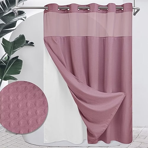 Click here for Awesome Home No Hook Waffle Snap-In Liner Shower C... prices