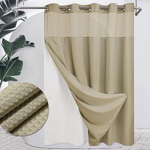 Click here for Awesome Home No Hook Waffle Snap-In Liner Shower C... prices