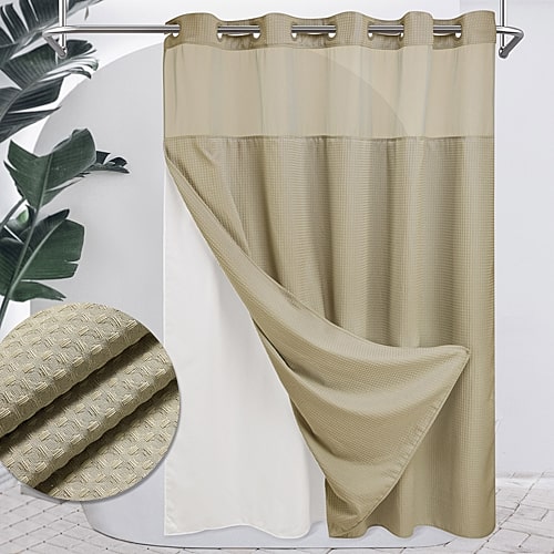 Click here for Awesome Home No Hook Waffle Snap-In Liner Shower C... prices
