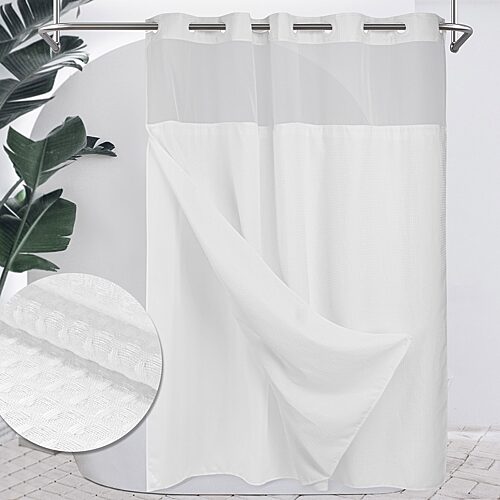 Click here for Awesome Home No Hook Waffle Snap-In Liner Shower C... prices