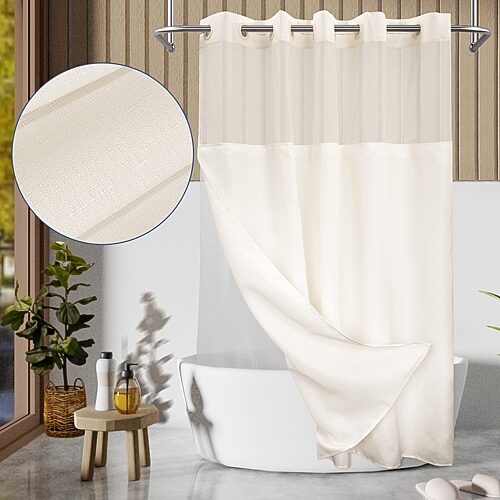Click here for Awesome Home No Hook Slub Linen Texture Peva Snap-... prices