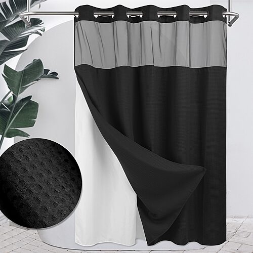 Click here for Awesome Home No Hook Waffle Snap-In Liner Shower C... prices