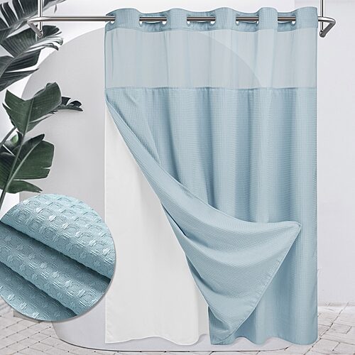 Click here for Awesome Home No Hook Waffle Snap-In Liner Shower C... prices