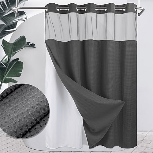 Click here for Awesome Home No Hook Waffle Snap-In Liner Shower C... prices