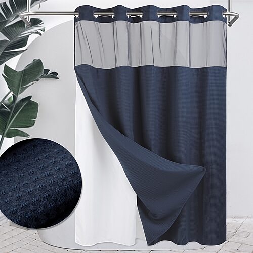 Click here for Awesome Home No Hook Waffle Snap-In Liner Shower C... prices