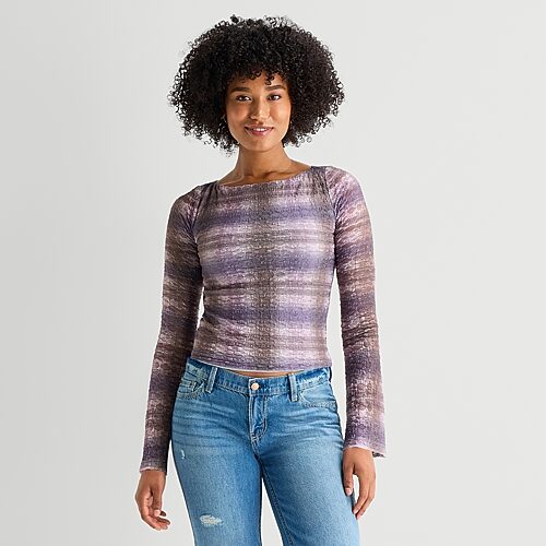 Click here for Arizona Womens Juniors Crew Neck Long Sleeve Lace... prices
