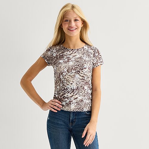 Click here for Arizona Womens Juniors Crew Neck Short Sleeve Lace... prices