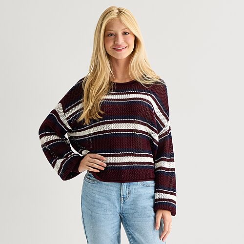 Click here for Arizona Juniors Womens Crew Neck Long Sleeve Strip... prices