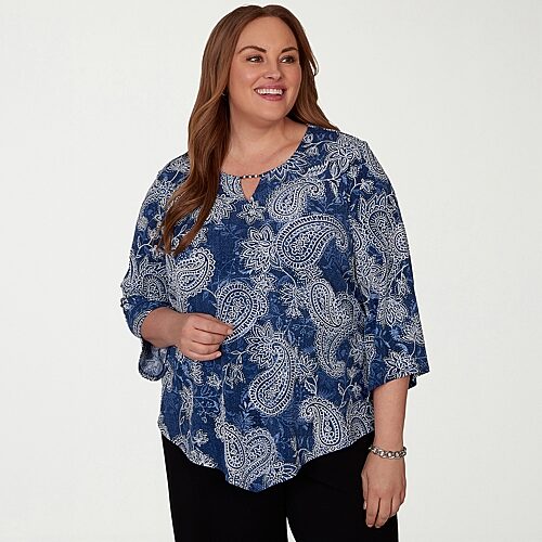 Click here for Alfred Dunner Classics Womens Plus Split Crew Neck... prices
