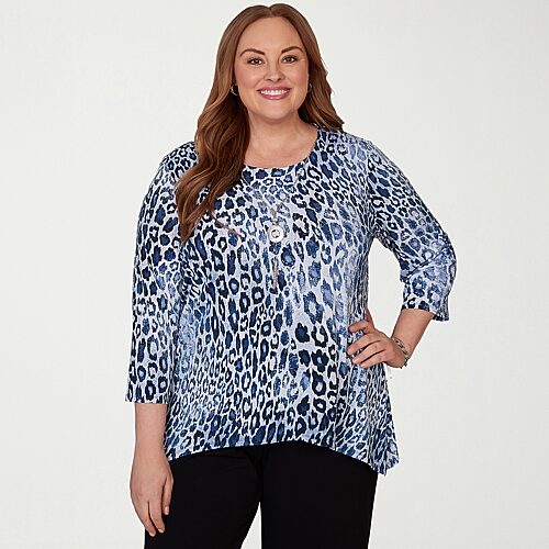 Click here for Alfred Dunner Classics Womens Plus Split Crew Neck... prices