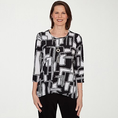 Click here for Alfred Dunner Classics Womens Split Crew Neck 3/4... prices