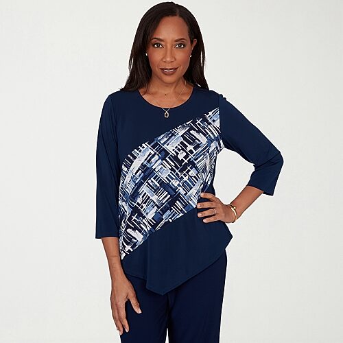 Click here for Alfred Dunner Classics Womens Split Crew Neck 3/4... prices