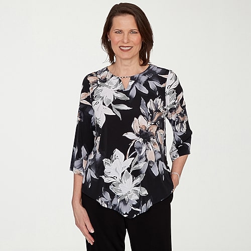 Click here for Alfred Dunner Classics Womens Split Crew Neck 3/4... prices