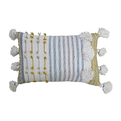 Click here for Vibhsa Large Poms Rectangular Throw Pillow  One Si... prices