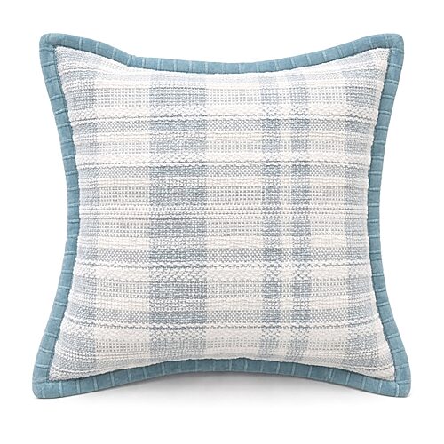 Click here for Vibhsa Soft Plaid Blue Textured Velvet Flange Deco... prices