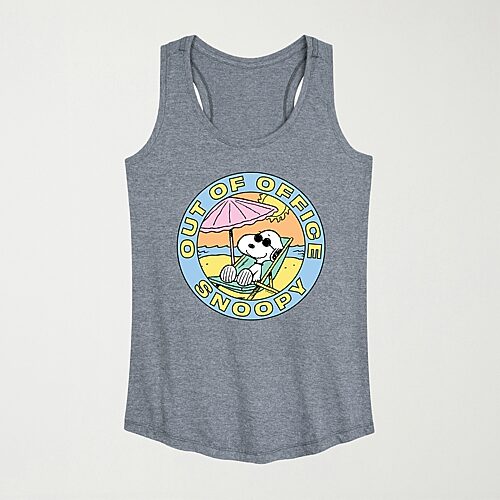 Click here for Womens Scoop Neck Sleeveless Peanuts Snoopy Tank T... prices