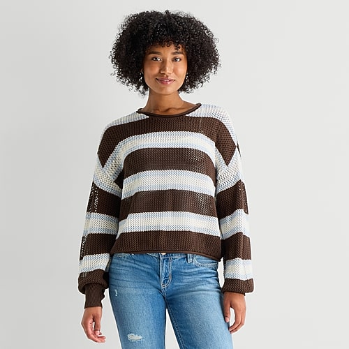 Click here for Arizona Juniors Womens Crew Neck Long Sleeve Strip... prices