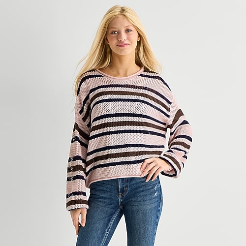 Click here for Arizona Juniors Womens Crew Neck Long Sleeve Strip... prices