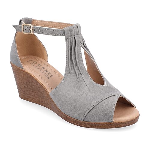 Journee Collection Womens Kedzie Wedge Sandals - Gray