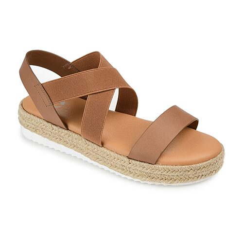 Journee Collection Womens Caroline Wedge Sandals  9 Medium  Brown