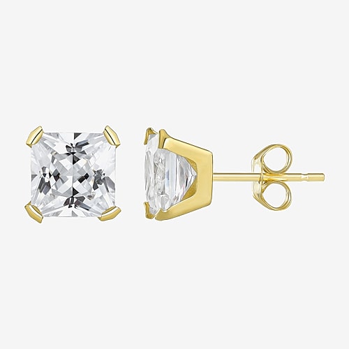 Click here for 10k Gold 6mm Princess-Cut Cubic Zirconia Stud Earr... prices