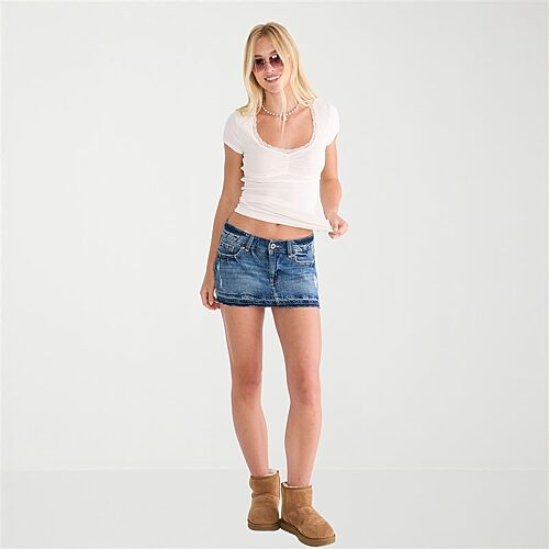 Click here for AEROPOSTALE Womens Juniors Mid Rise Denim Skirt  4... prices