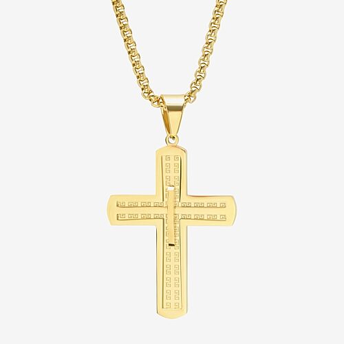 Click here for Steeltime Mens 18K Gold Over Stainless Steel Cross... prices