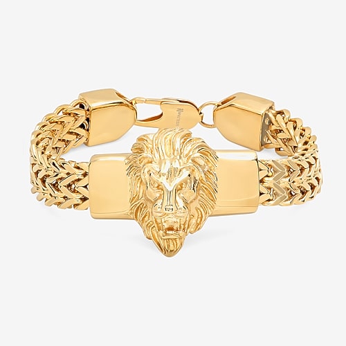 Steeltime Mens 18K Gold Over Stainless Steel 24 Inch Solid Box Hypoallergenic Chain Bracelet  One Size