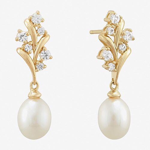 Click here for Womens White Cultured Freshwater Pearl 14K Gold Ov... prices