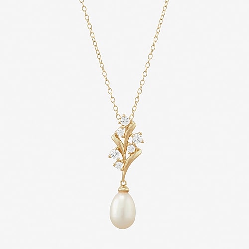 Click here for Womens White Cultured Freshwater Pearl 14K Gold Ov... prices