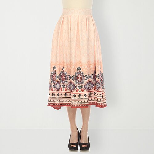 Click here for Womens White Mark Pleated Skirt with Border Prints prices