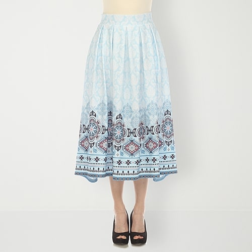 Click here for Womens White Mark Pleated Skirt with Border Prints prices